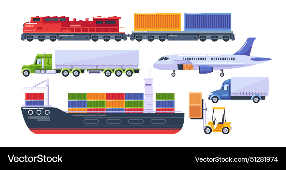 Various modes of cargo transportation trucks Vector Image