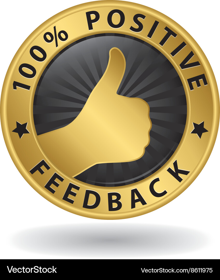 100 Prozent positives Feedback goldenes Label Vektorbild