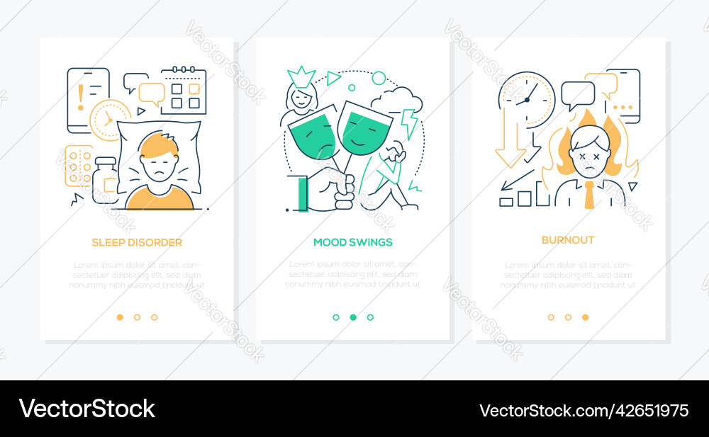 Emotions and mood - line design style banners set Vector Image