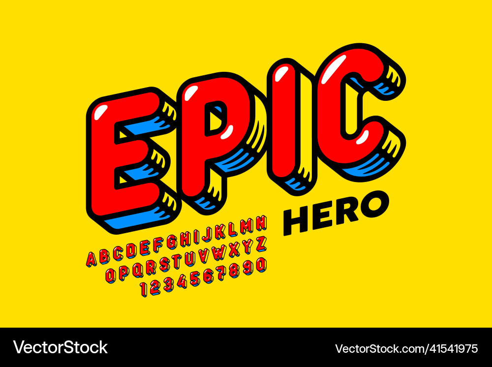 Epic hero comic book style font Royalty Free Vector Image