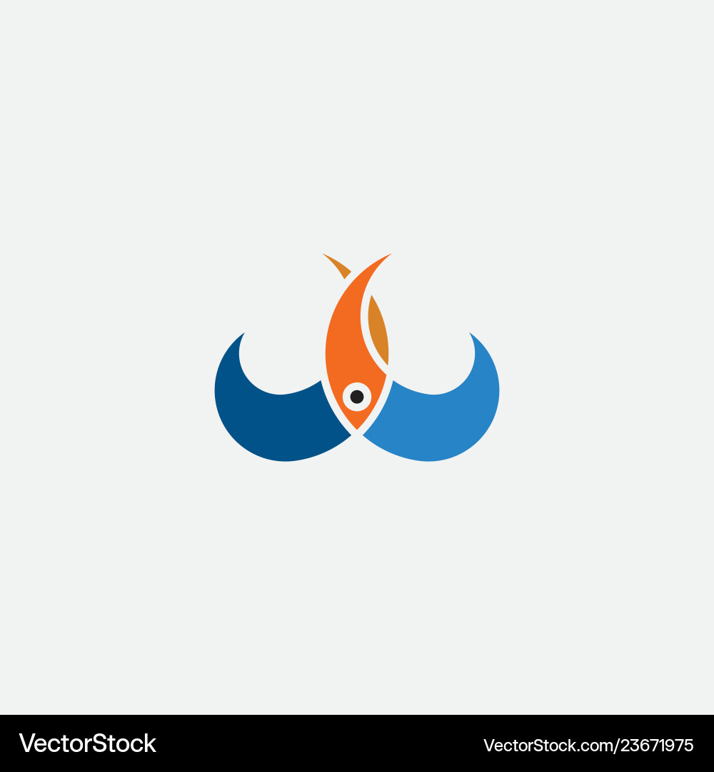 Fish jumping in water icon logo Royalty Free Vector Image