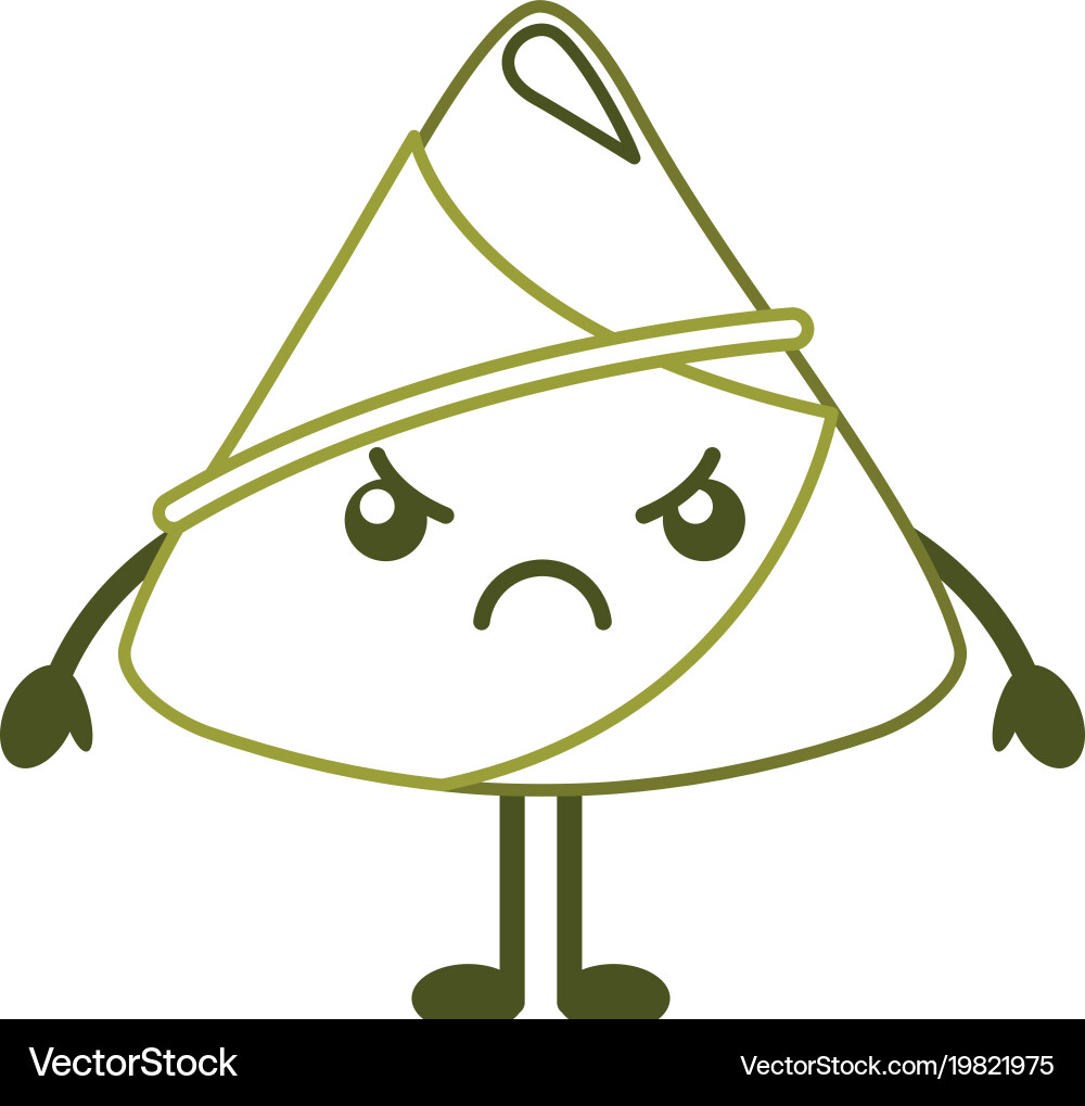 Kawaii angry rice dumpling cartoon Royalty Free Vector Image