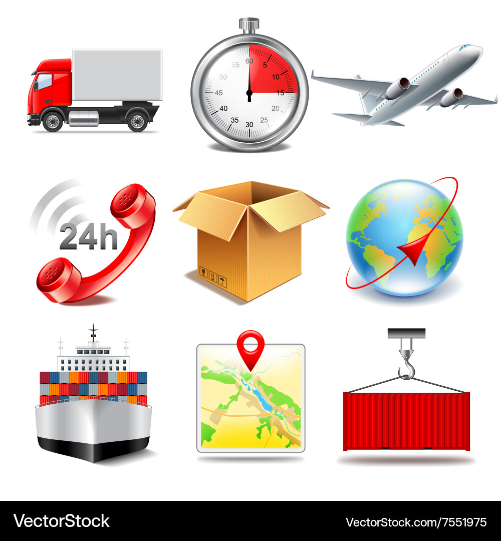 Logistics Icon Set - Shipping & Delivery Vector Image