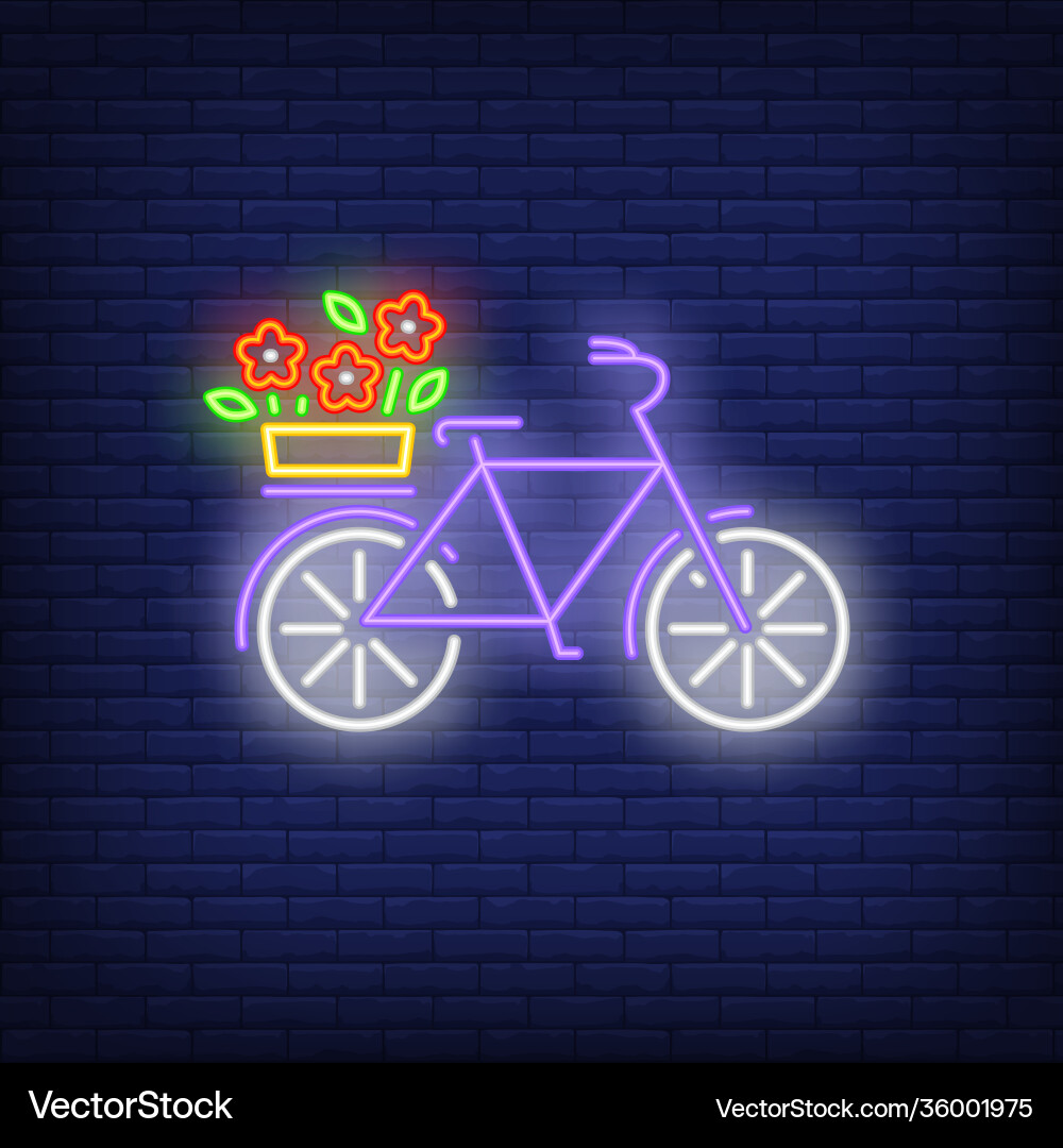 Spring bike neon sign Royalty Free Vector Image