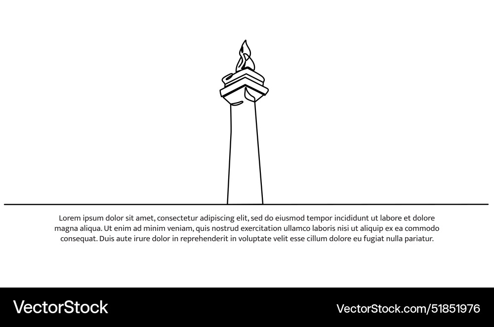 Continuous one line design of indonesian monas Vector Image