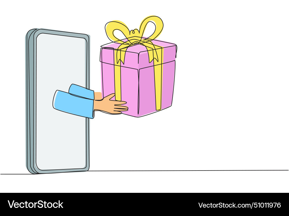 Continuous one line drawing hand comes out from Vector Image