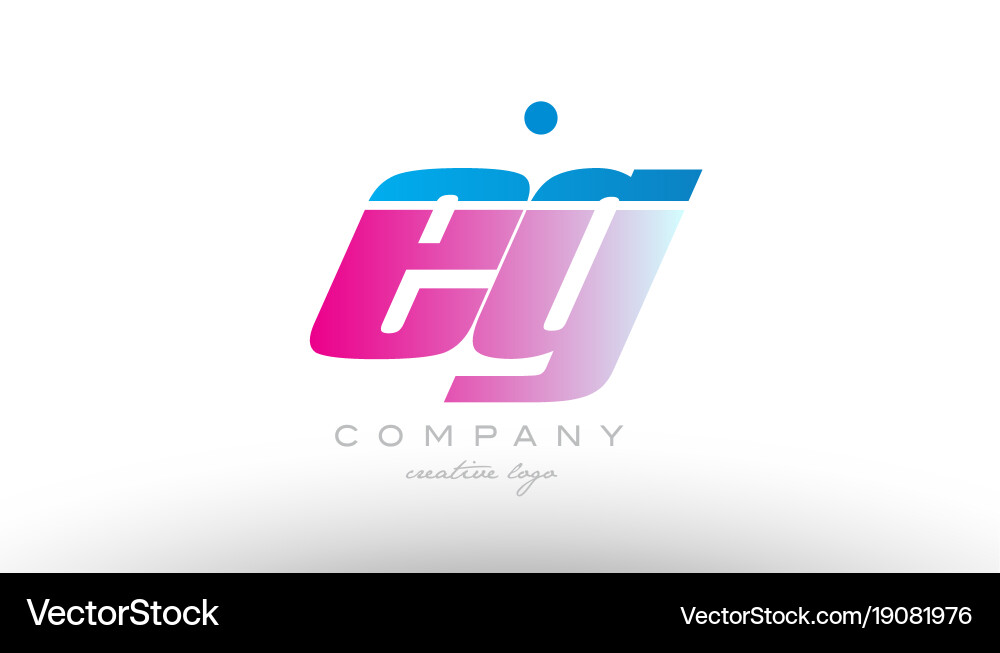 Eg e g alphabet letter combination pink blue bold Vector Image