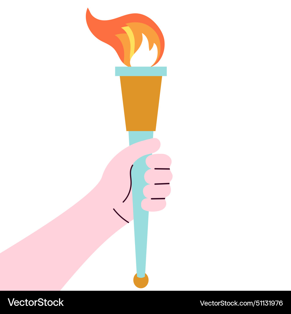 Hand holding torch with fire Royalty Free Vector Image