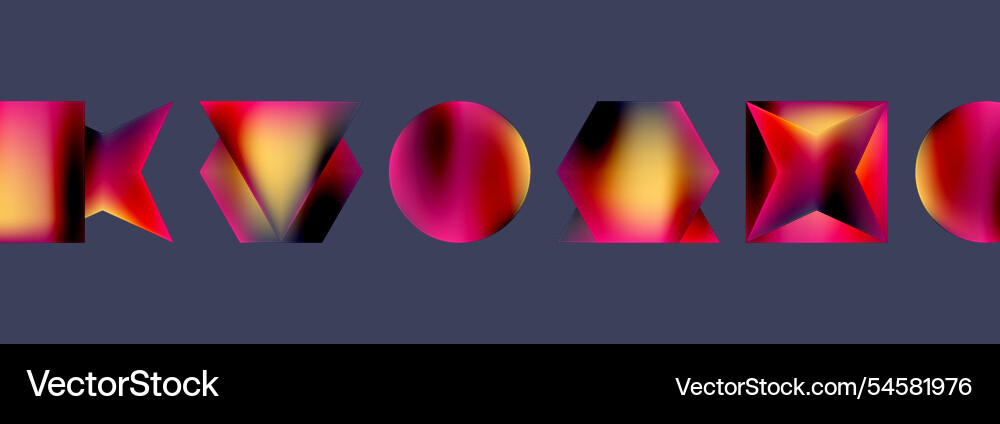 Neon color geometric shapes square triangle circle