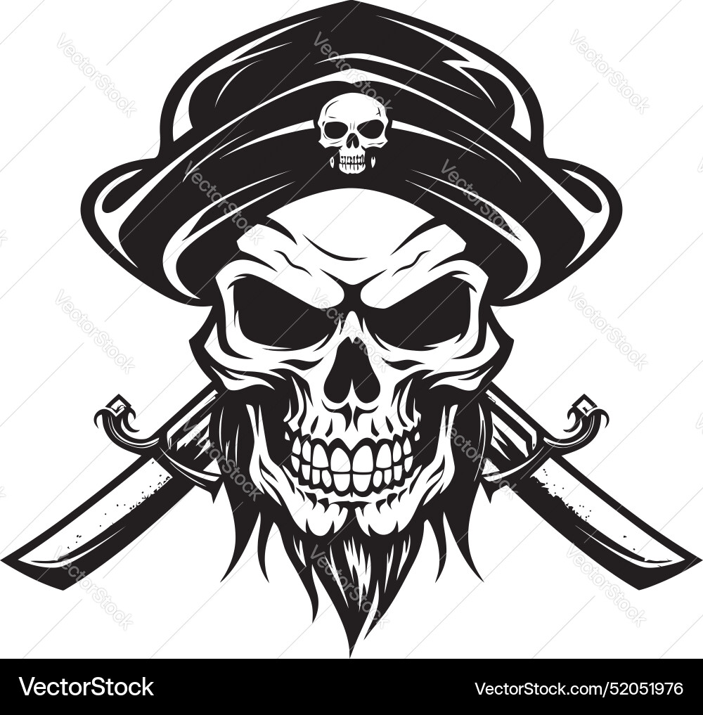 Pirate captains insignia skull and blade icon Vector Image