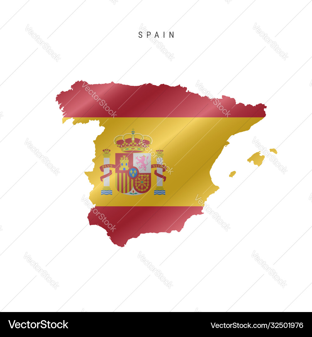 Waving flag map spain Royalty Free Vector Image