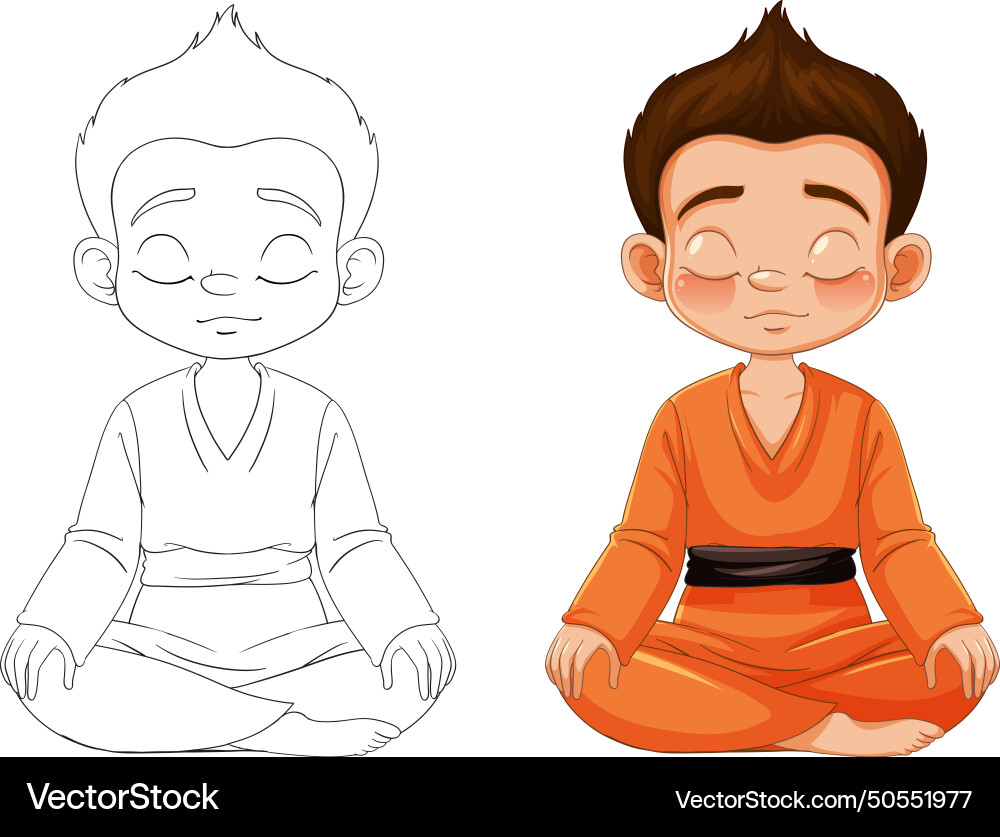 A child meditating calmly Royalty Free Vector Image