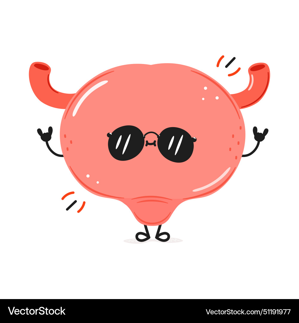 Bladder character hand drawn cartoon Royalty Free Vector