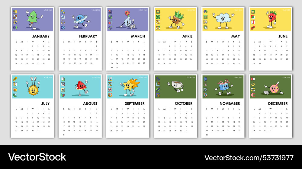 Calendar for kids planning and scheduling Vector Image