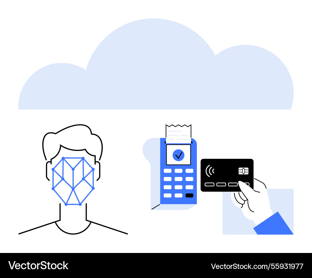 Facial recognition and contactless payment Vector Image
