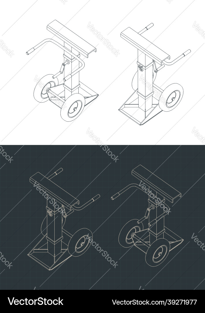 Hochleistungs-Trailer dolly isometric blueprints Vektorbild