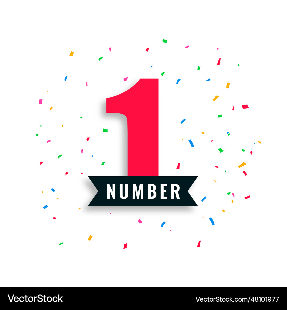 Nummer eins oder 1 Zeichen Feiervorlage Lizenzfreier Vektor