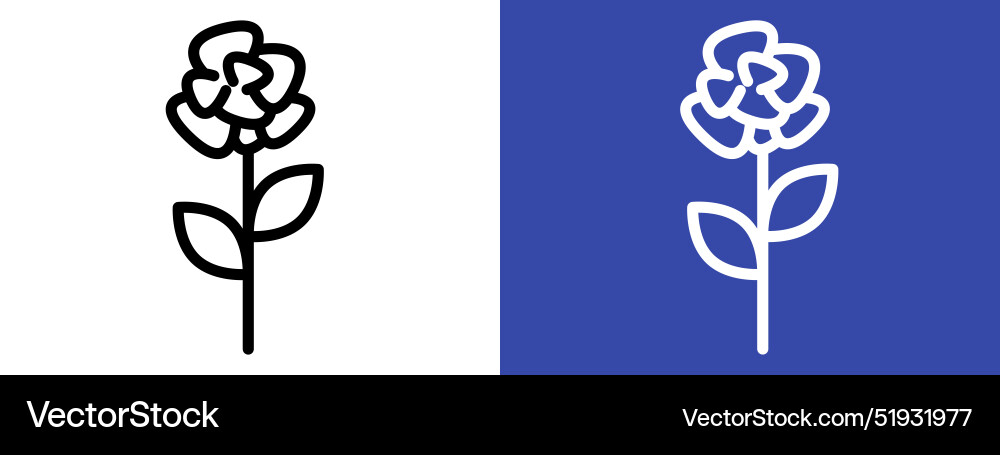 Rose flower icon logo set Royalty Free Vector Image