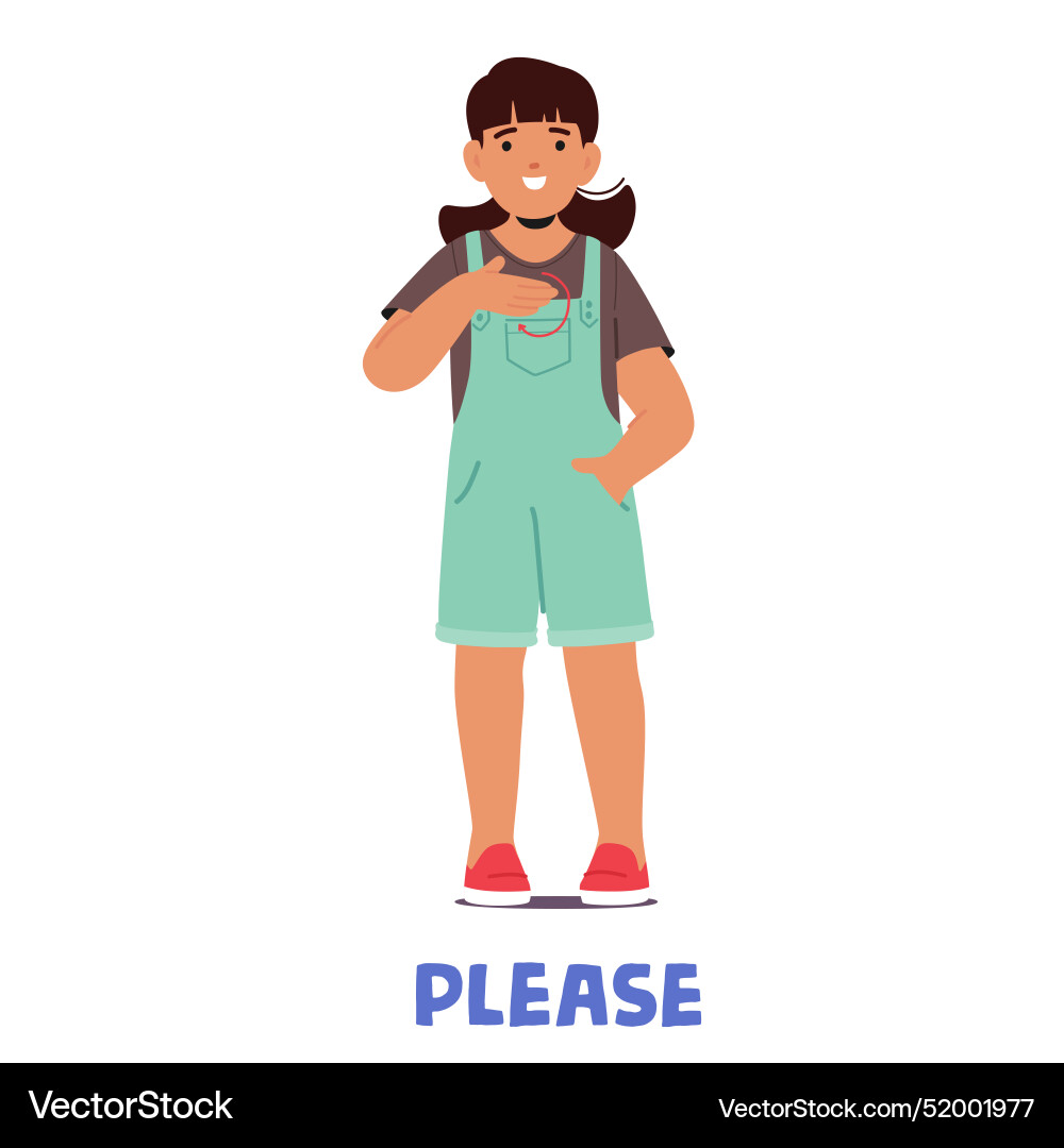 Young girl using sign language to indicate the Vector Image