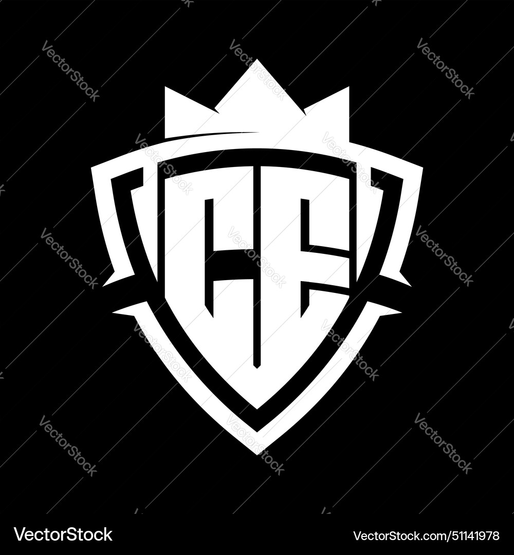 Ce letter monogram with triangle curve shield Vector Image