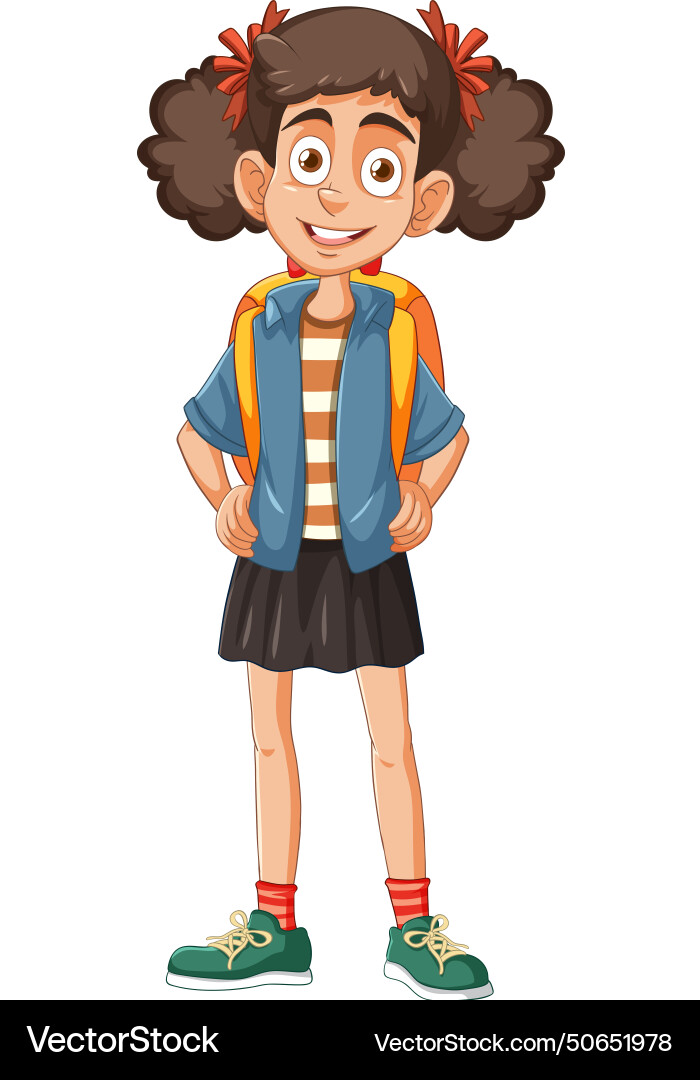 Cheerful young girl with backpack standing Vector Image