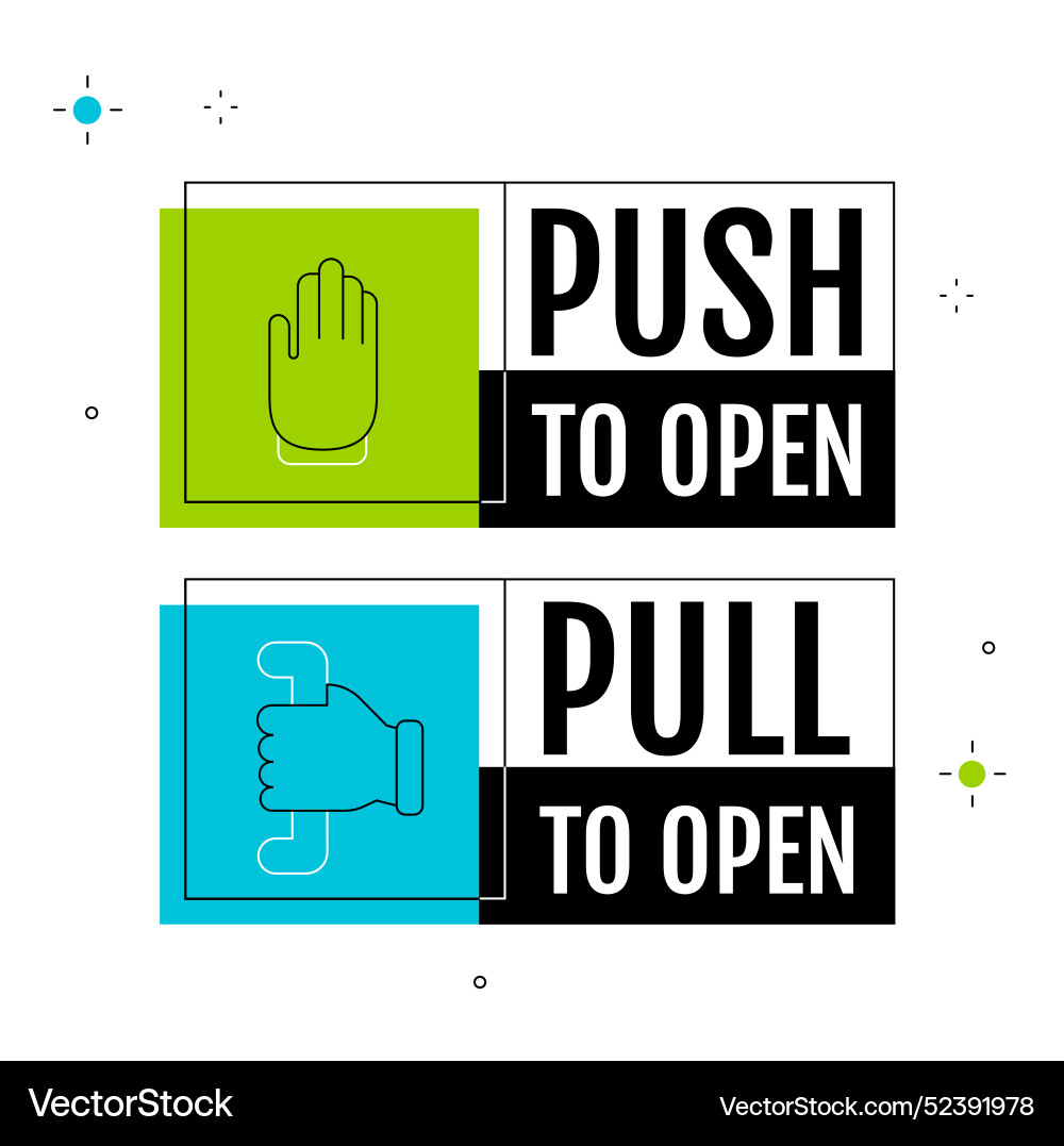 Flat design push pull sign Royalty Free Vector Image