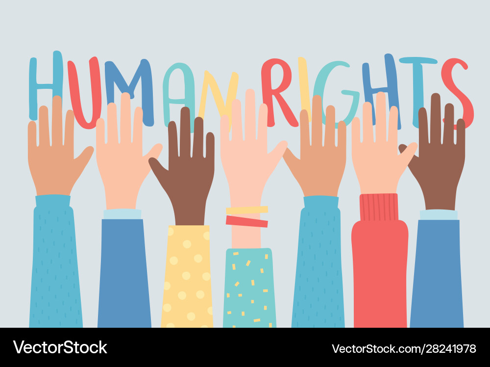 Human rights raised hands together community Vector Image