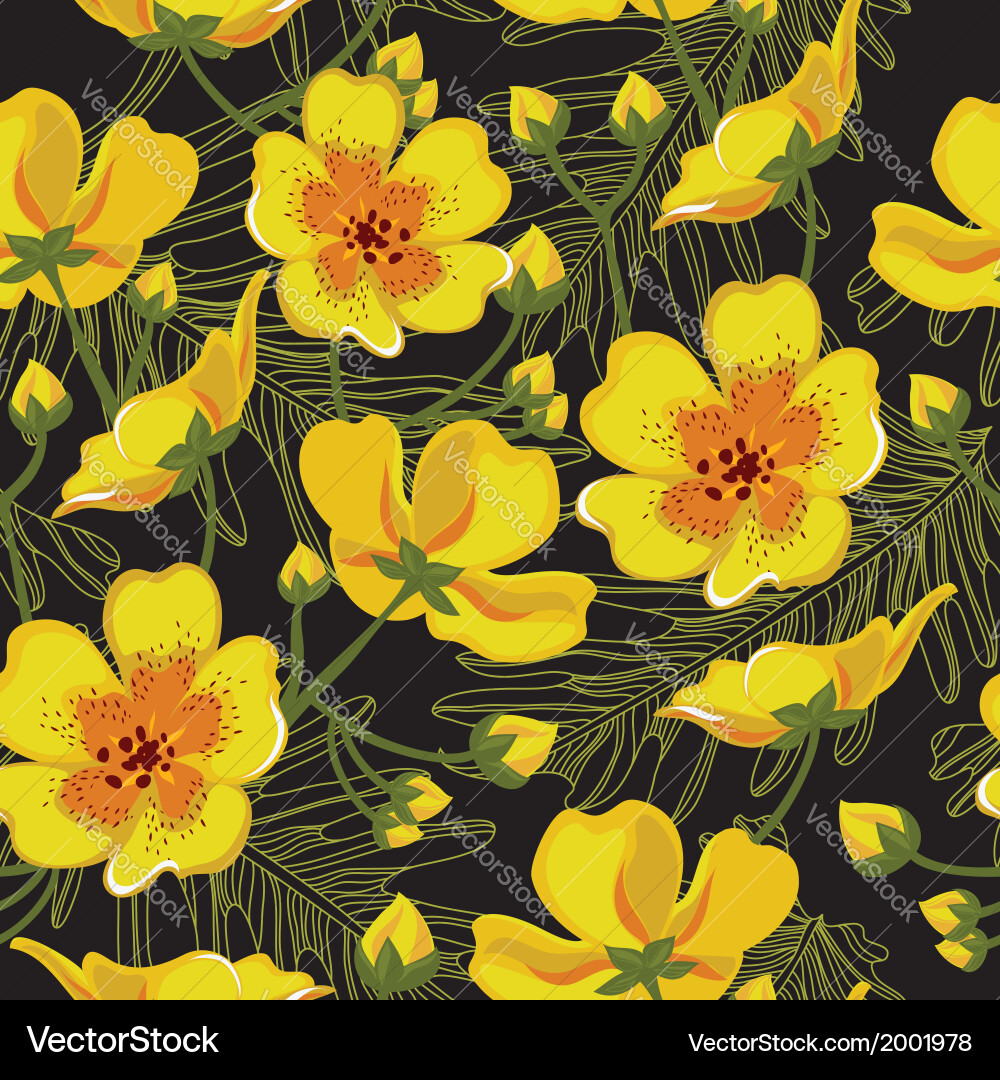Seamless floral pattern hand-drawing Royalty Free Vector