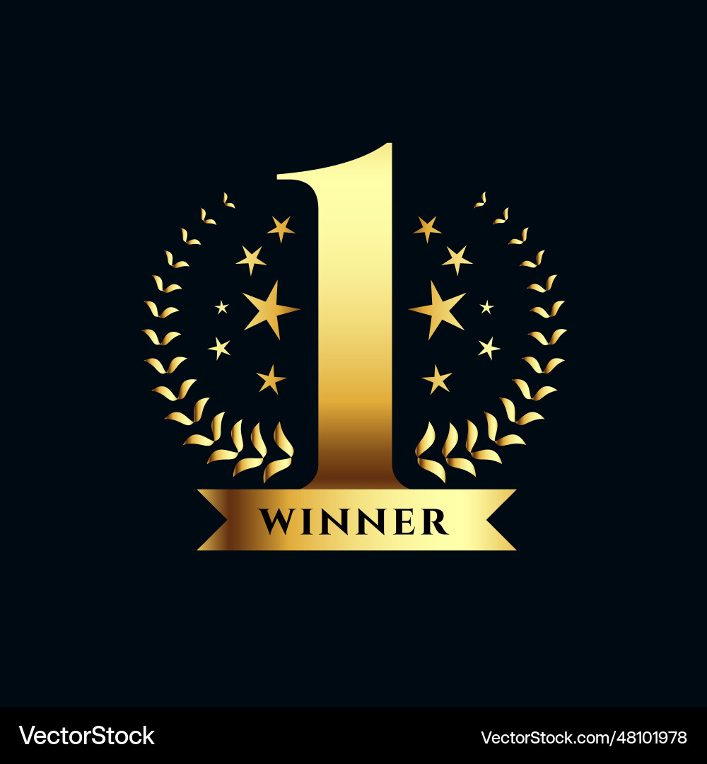Shiny and golden number one winner sign Royalty Free Vector