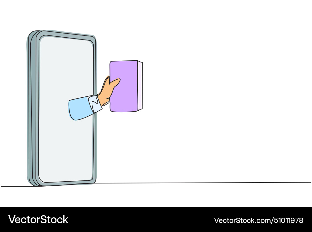 Single one line drawing hand comes out from Vector Image