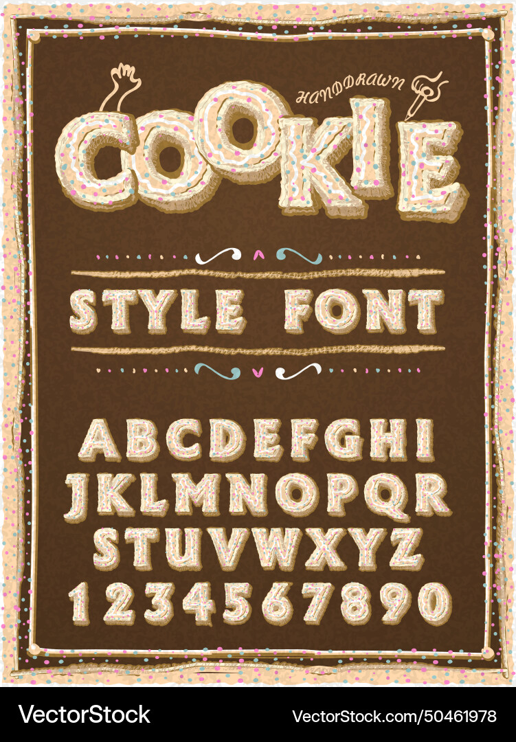 Tempting cookies font Royalty Free Vector Image