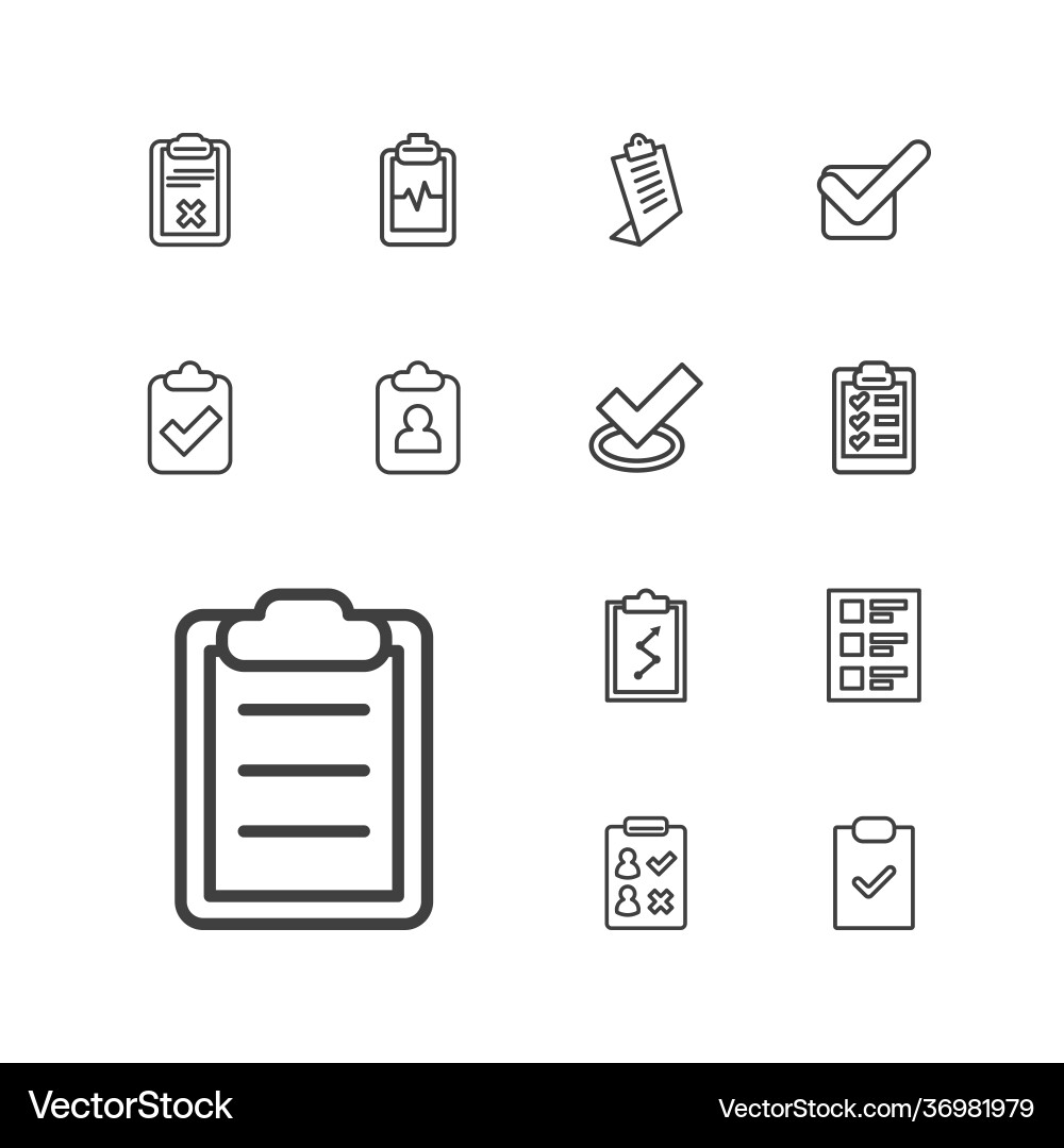 13 Checklisten-Symbole Lizenzfreies Vektorbild