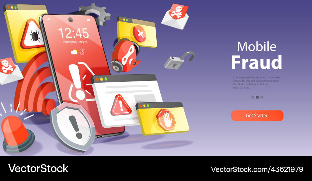 3d conceptual of mobile fraud Royalty Free Vector Image