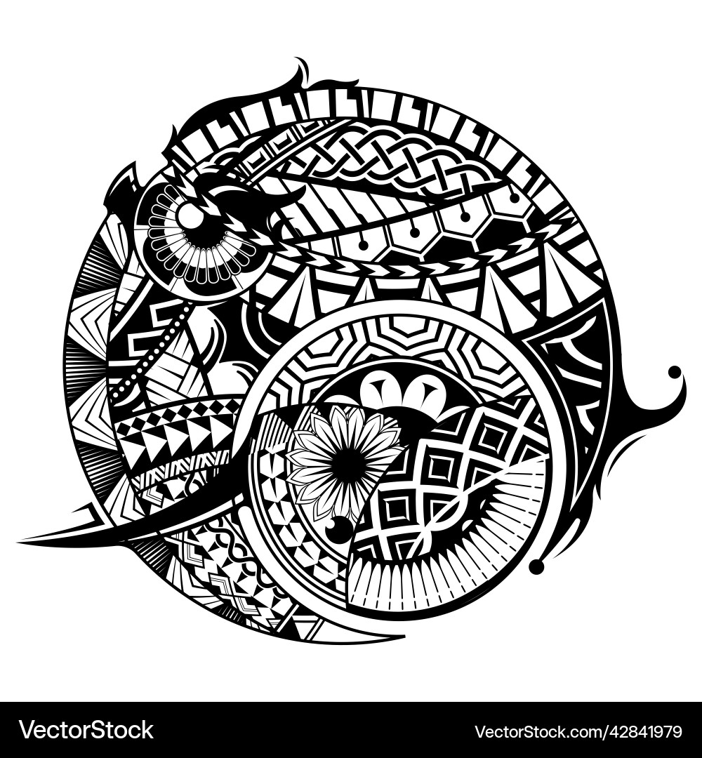 Abstract polynesian ethnic circle tattoo Vector Image
