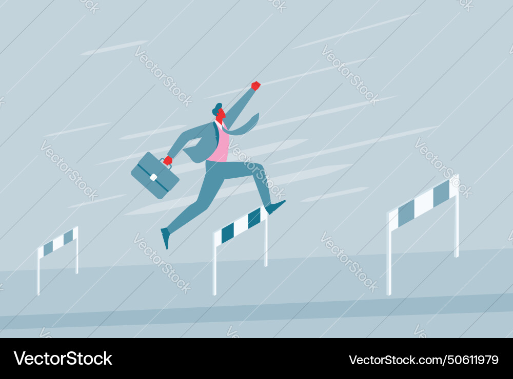 Businessman jump over hurdle Royalty Free Vector Image