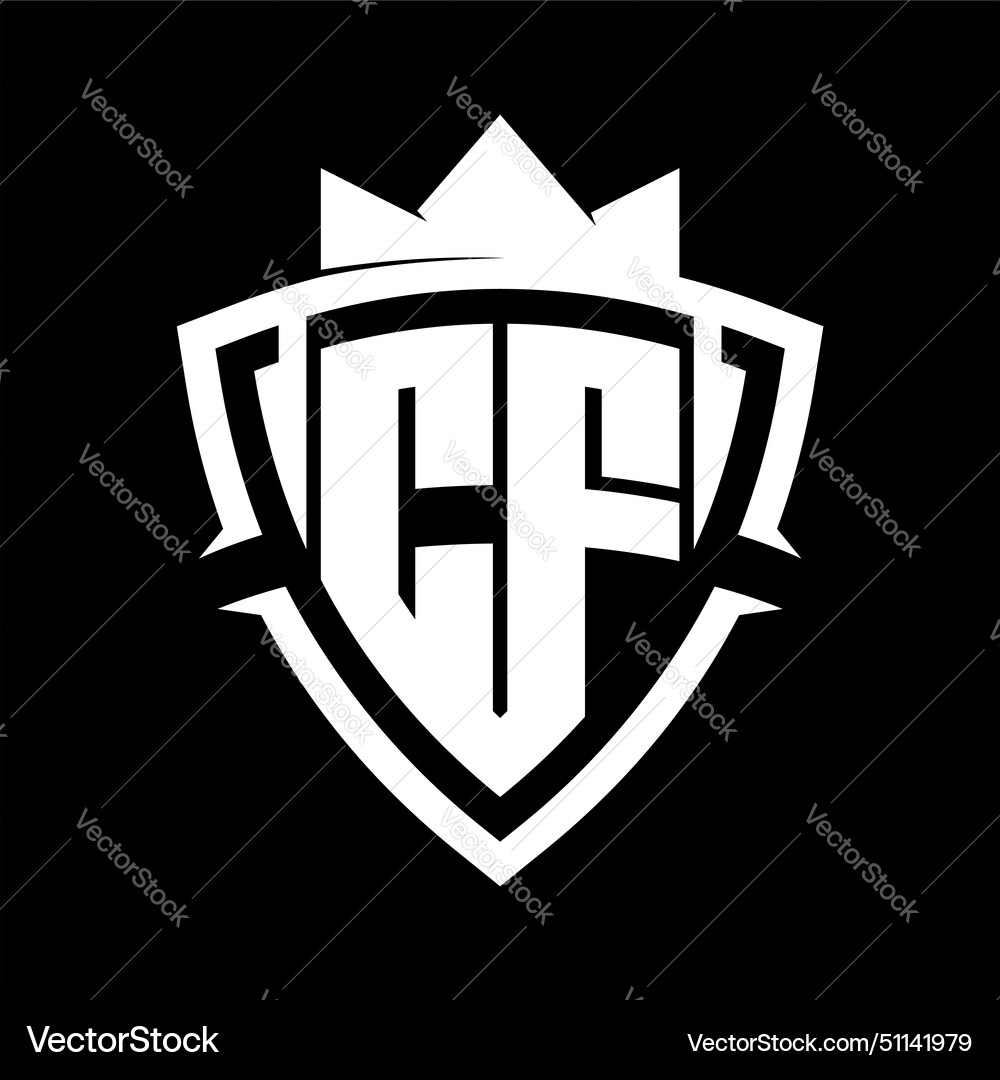 Cf letter monogram with triangle curve shield Vector Image