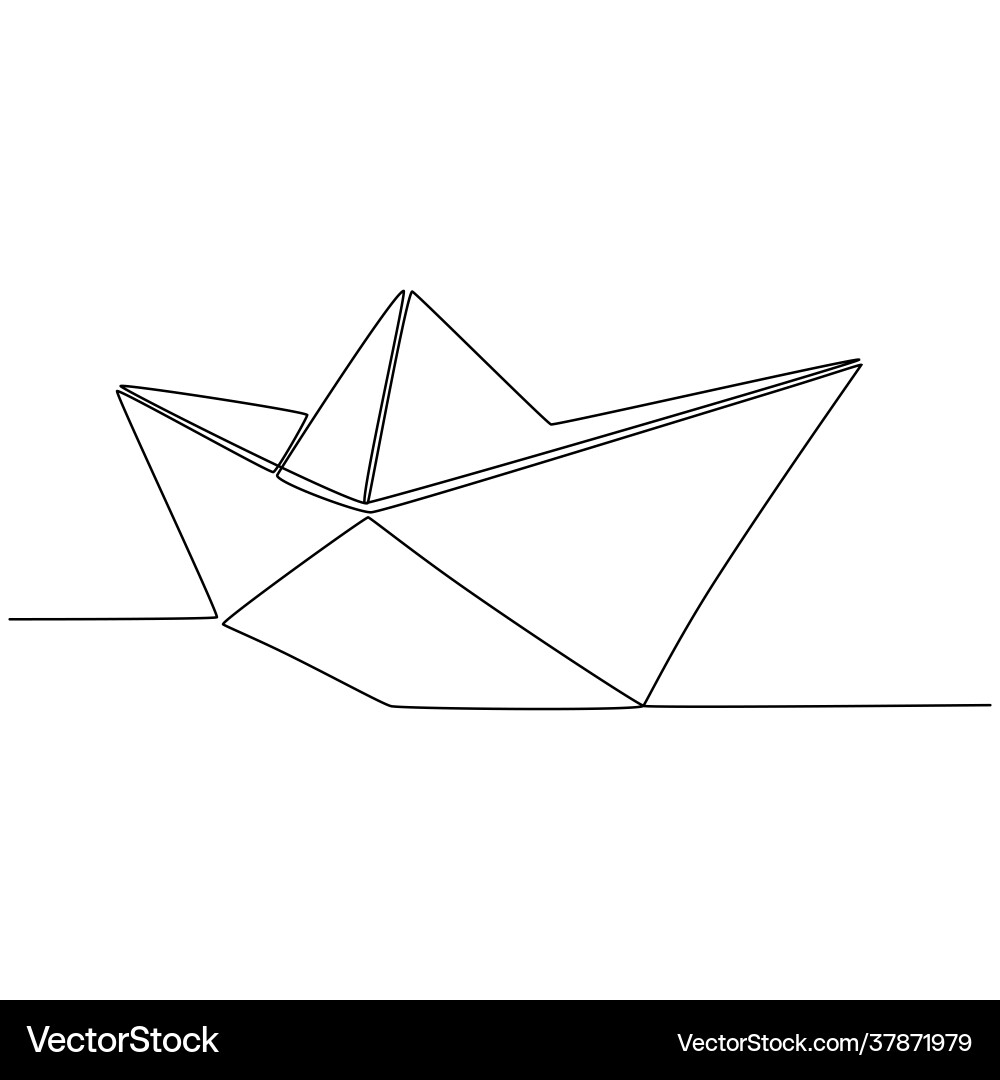 Continuous line drawing paper ship Royalty Free Vector Image