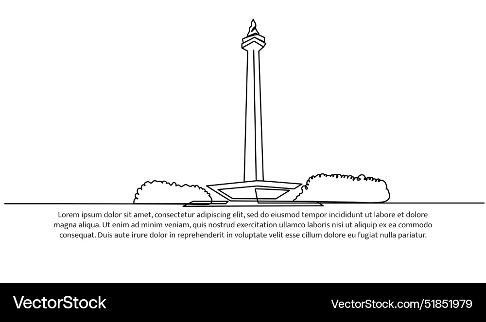 Continuous one line design of indonesian monas Vector Image
