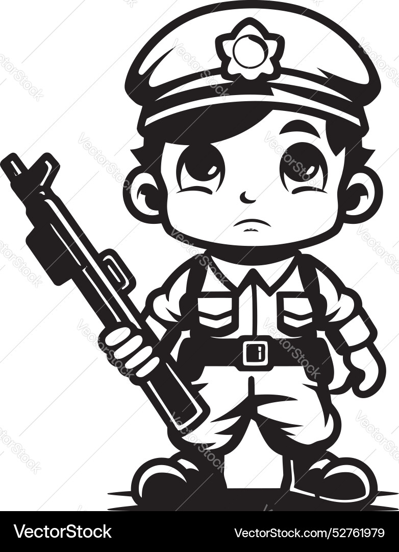 Doodle soldier squadron icon Royalty Free Vector Image