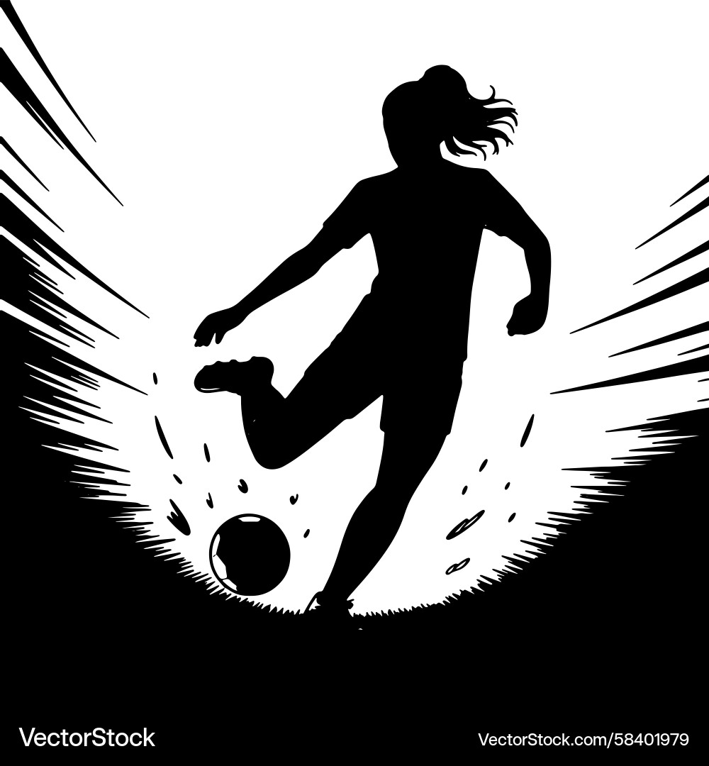 Female Soccer Player Silhouette Royalty Free Vector Image