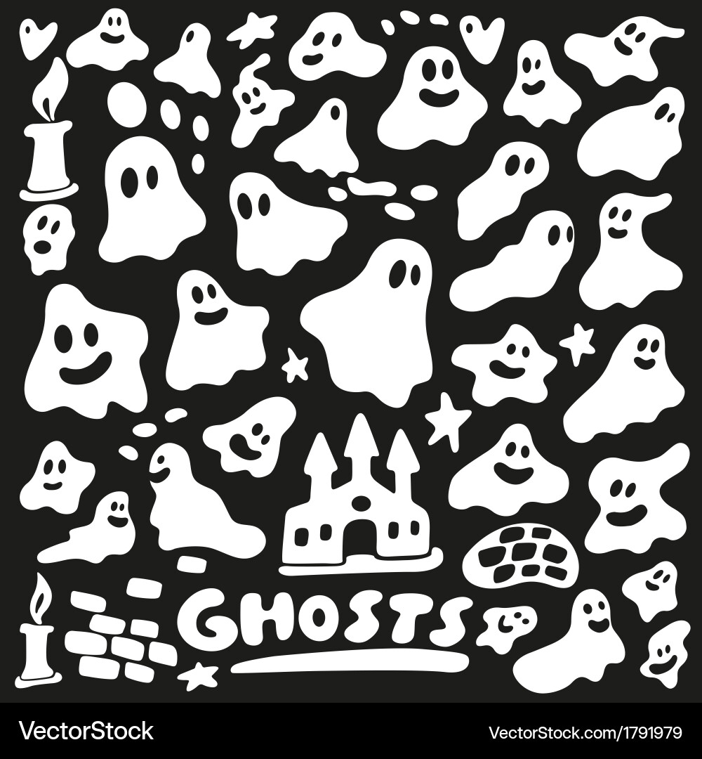 Ghosts - doodles set Royalty Free Vector Image