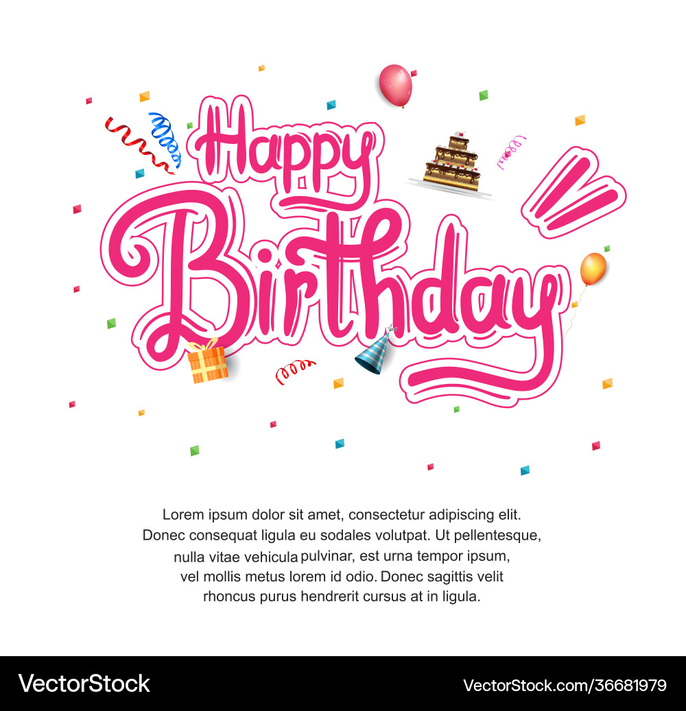 Happy birthday typography with element Royalty Free Vector