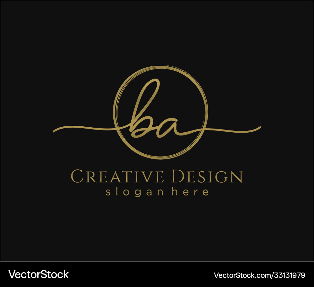 Initial ba handwriting logo with circle template Vector Image