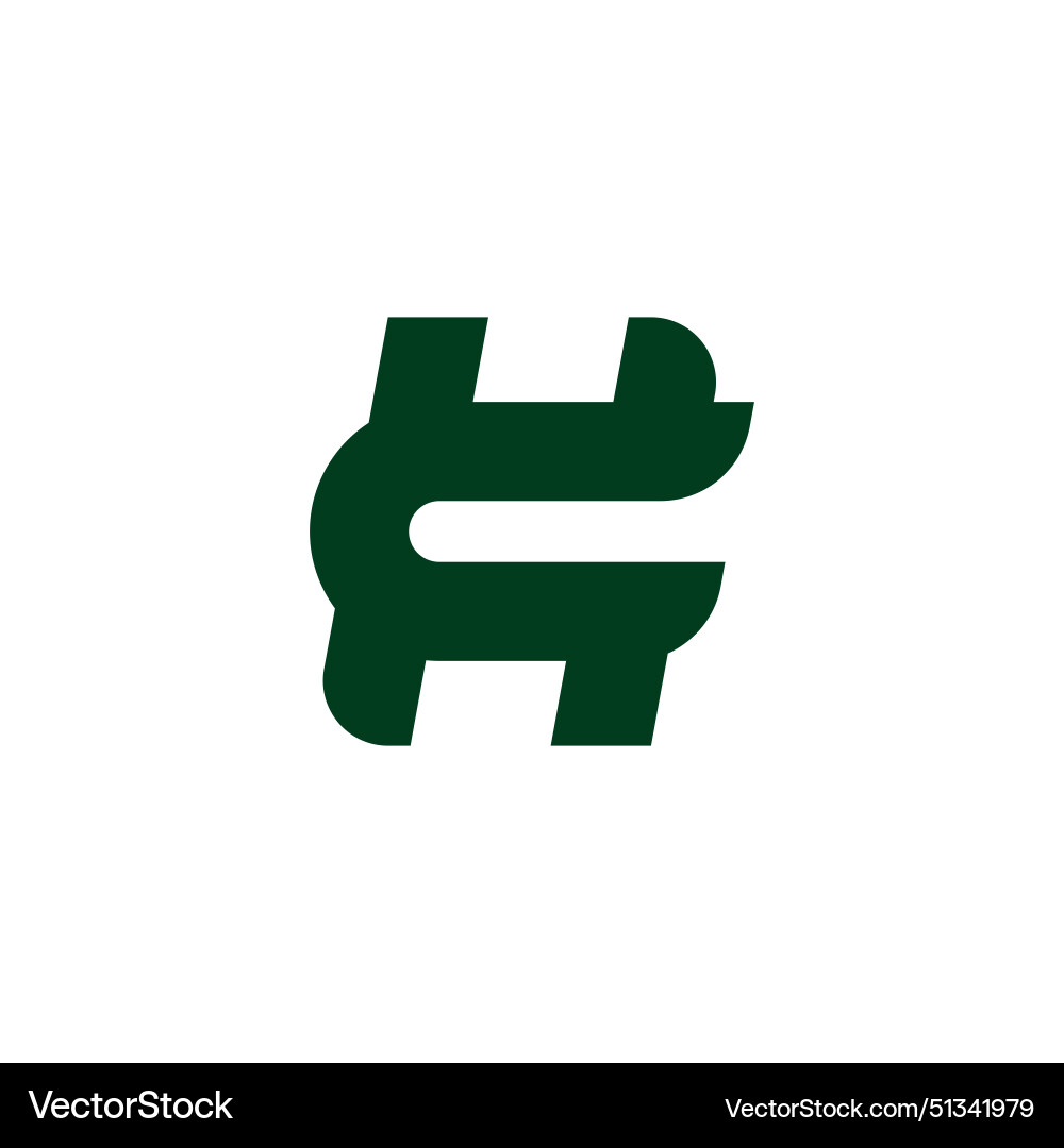 Letter hc green finance simple geometric logo Vector Image