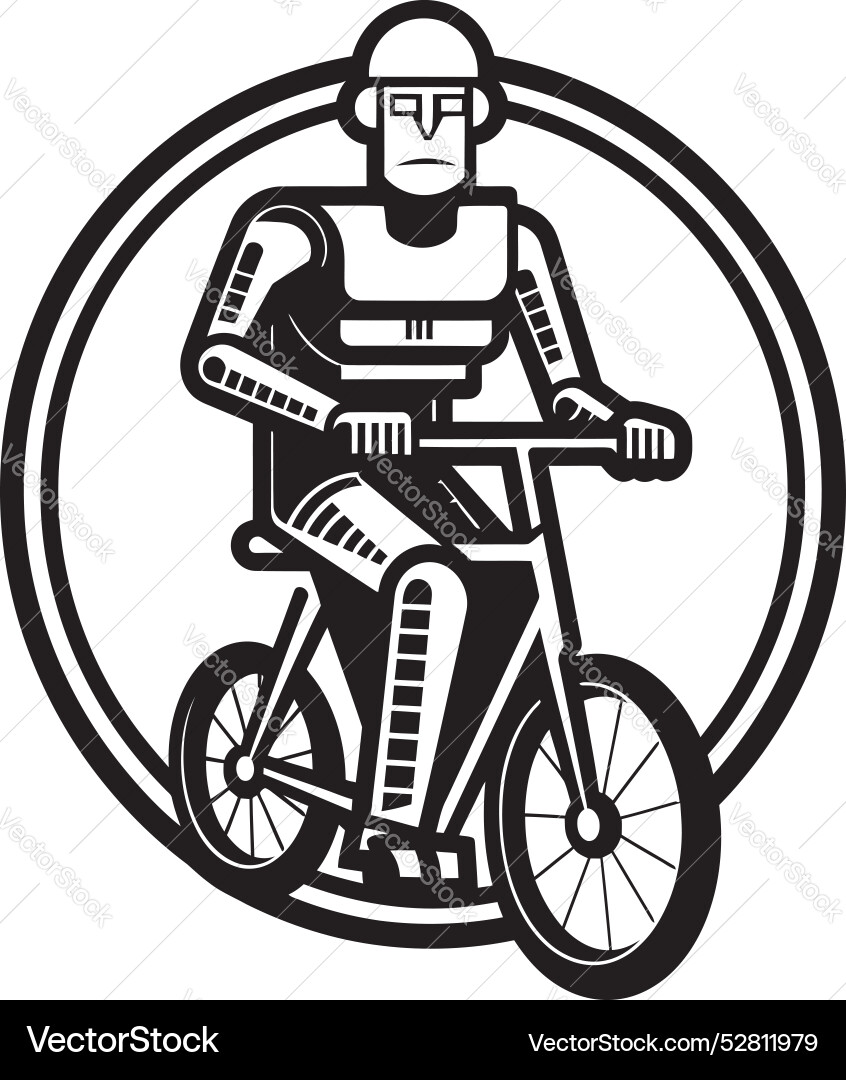 Mechcyclist bicycle design cyber cyclone robot Vector Image