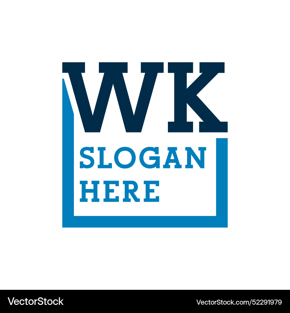 Minimal initials logo letters w and k wk initial Vector Image