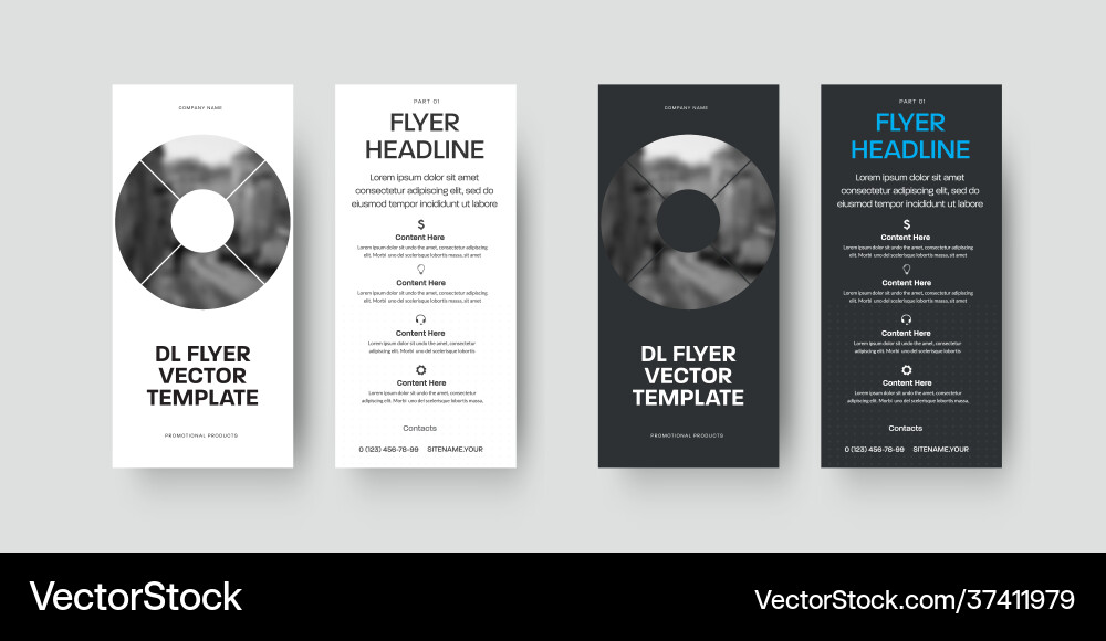 Set dl flyers template with design and circles Vector Image