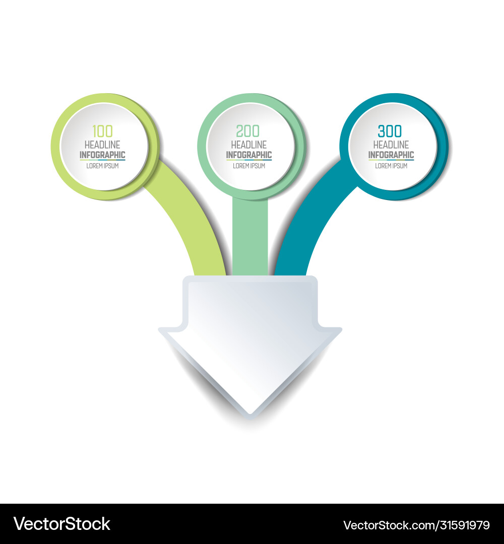 Three arrows merging into one point infographics Vector Image