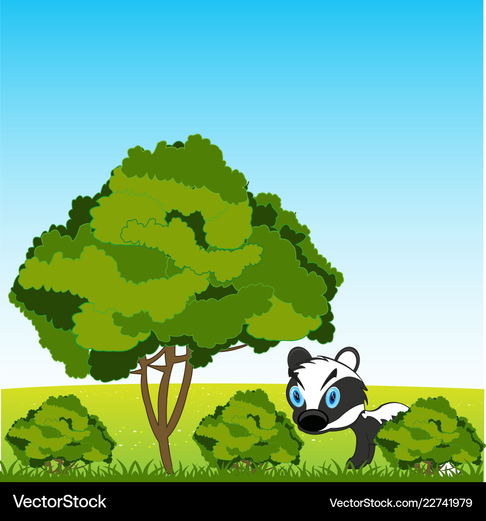 Tree and shrubbery on year glade wildlife Vector Image