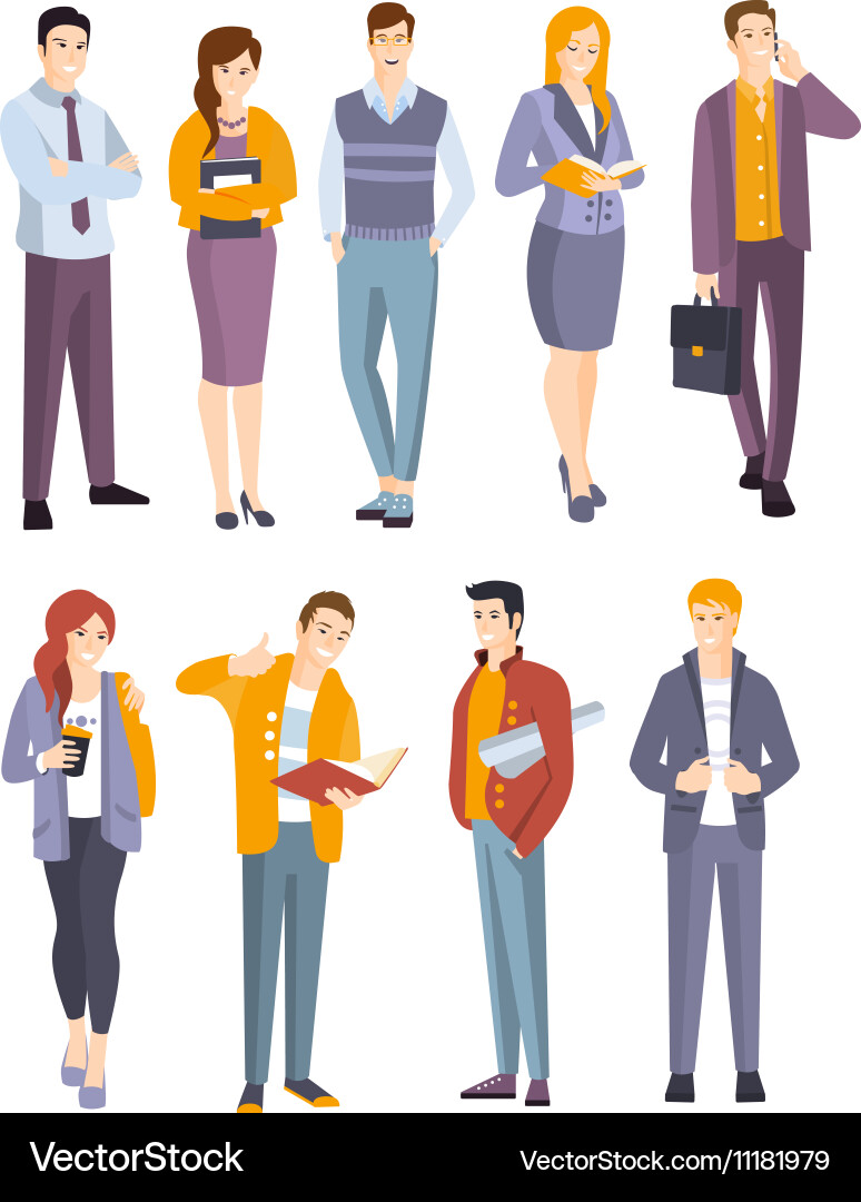 Young professional confident people set Royalty Free Vector